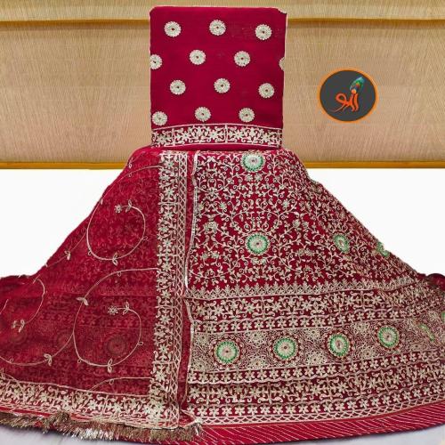 Buy PREET Premium Quality Women's Half Pure Embroidery Barik Chain Work ...