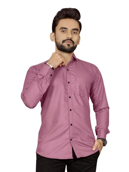 Buy NIVICK Men Slim Fit Solid Spread Collar Casual Shirt---Dark Pink ...