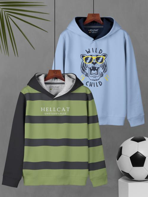 Buy HELLCAT Girls Multicolor7 Cotton Blend Graphic Pack of 2 T-shirt ...