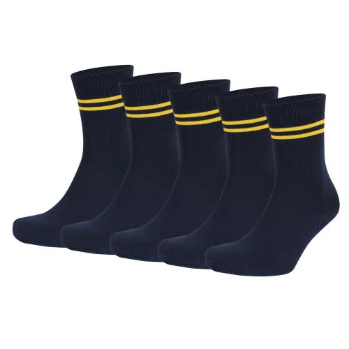Buy Bizala Navy Blue Color with Yellow Stripes Calf Length Cotton ...