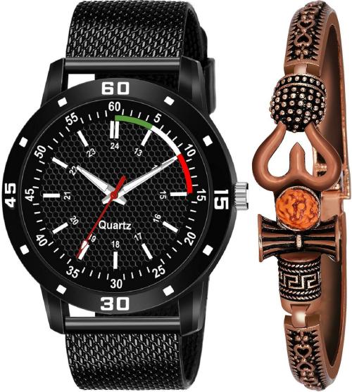 Buy CRAB Analog Black Watch And Bracelet Combo Men and Boys (JEW_54_K ...