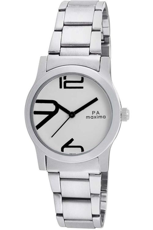 Buy Maxima Analog White Dial Silver Strap Watch For Women (28020CMLI ...