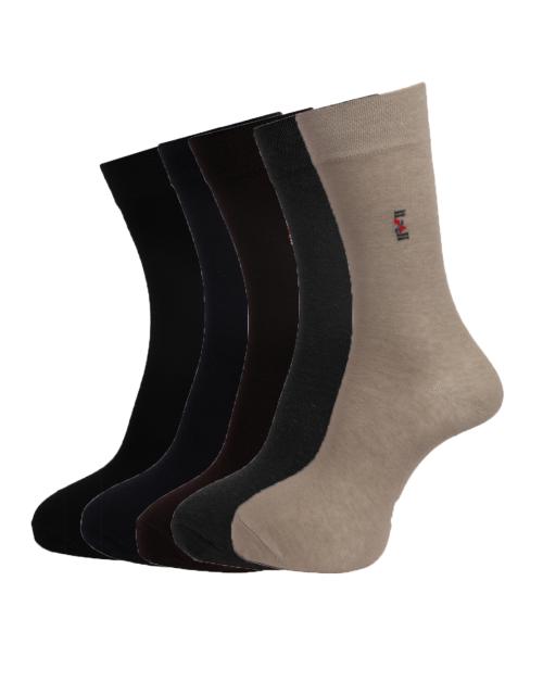 Buy DOLLAR Men's Multicolor Solid Cotton Blend Pack of 5 Full-length ...