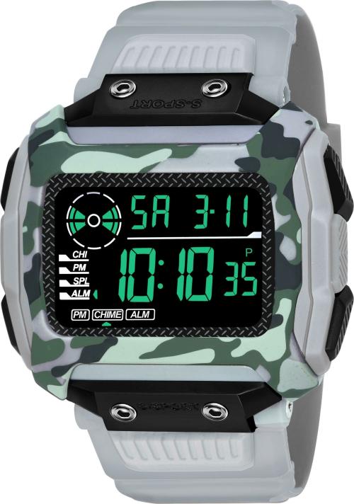 Buy Reborn Digital Watch Black Dail Grey Strap Wrist Digital Watch for ...
