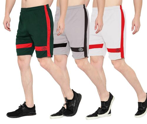 Buy 00RA WITH AS LOGO Men Green, Grey, White Pack Of 3 Running Shorts ...