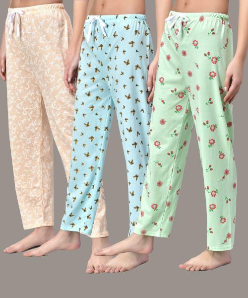 Buy Christy World Women Multicolor Printed Pack of 3 Pyjamas Online at ...