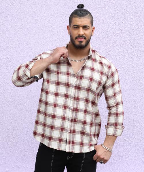 Buy Instafab Plus Men's Shepard's Check Shirt Online at Best Prices in ...