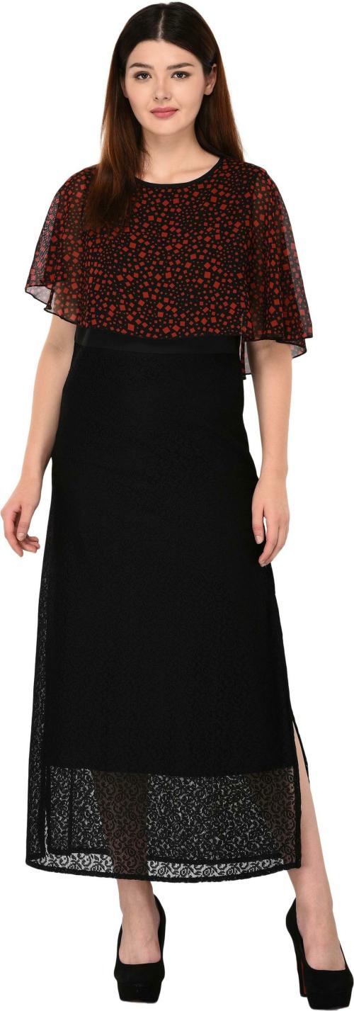 Buy Lilyn Women Black Cotton Blend A-Line Dress (XL) Online at Best ...