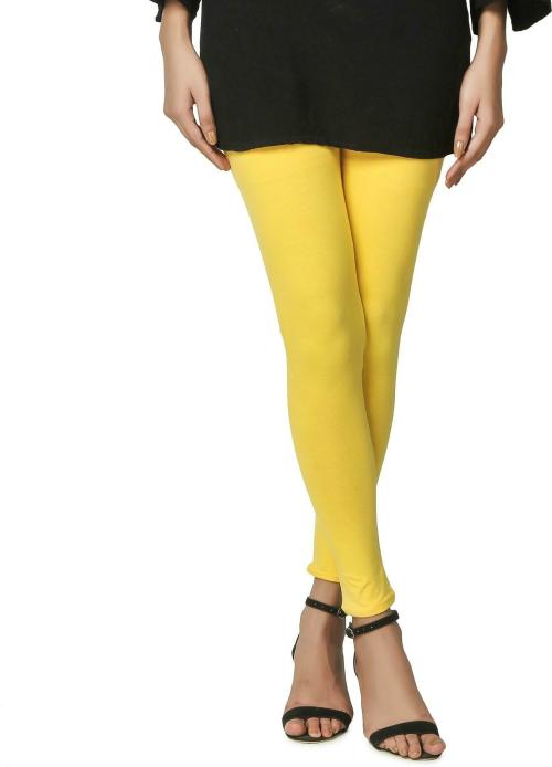 Buy SwaNit Women Yellow Solid Hosiery Leggings Free Size Online at Best ...