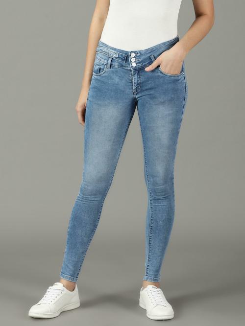 Buy SHOW OFF Women's Blue Solid Denim Jeans Online at Best Prices in ...