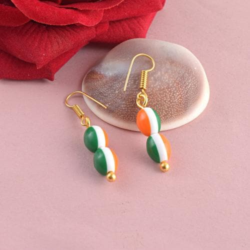 Buy Memoir Acrylic Bead Tri colour patriotic Tiranga Ear rings Online ...