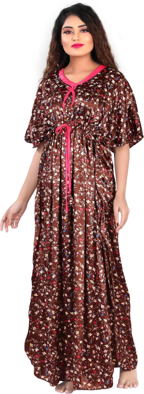 Buy Loody'S Women Brown Printed Satin Nighty (Free Size) | Satin ...