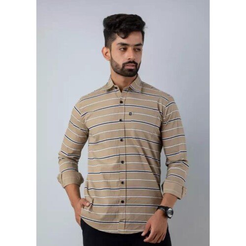 Buy VCOM Cotton Blend Long Sleeve Spread Collar Stylish Shirt for Men ...