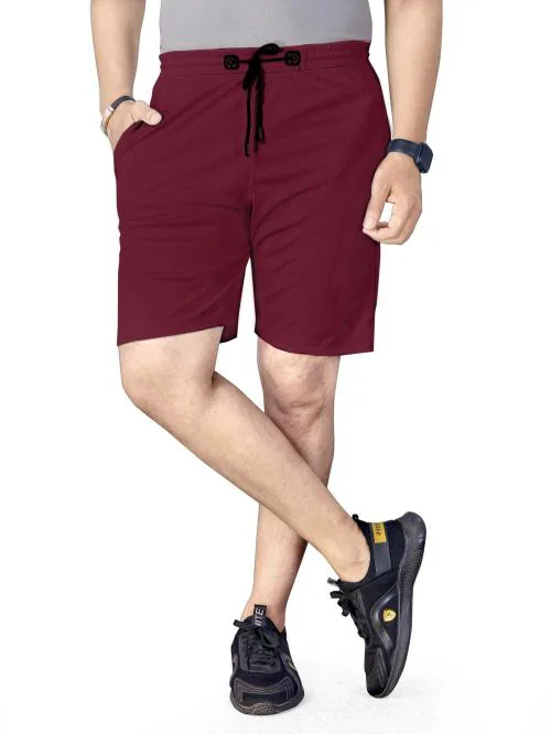 Buy kanth fashion Men Maroon Solid Lycra Blend Regular Shorts (M ...