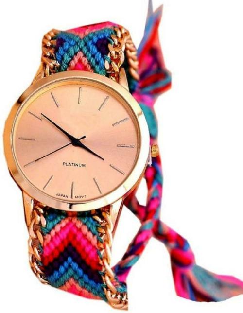 Buy TRUE COLORS Analog Gold Dial Multicolor Strap Wrist Watch for Girls ...