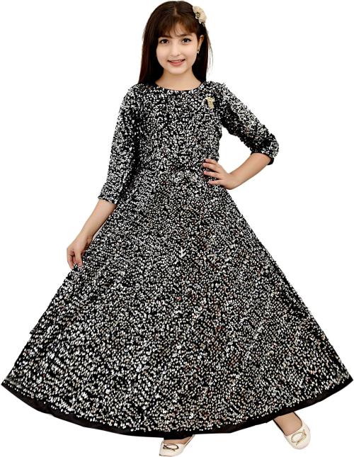 AYUB FASHION Girls Silver Velvet Gown Dress (10-11Y) - JioMart