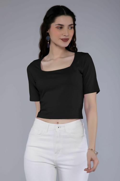 Buy AD2CART VA4135 Women Deep Square Neck Half Sleeve Stylish Crop Top ...