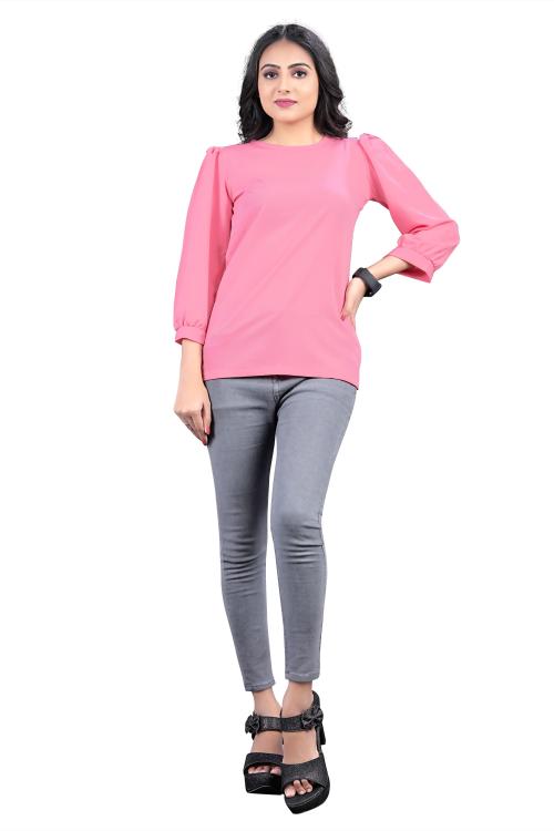 Buy Womens Solid Regular Top - Pink Online at Best Prices in India ...