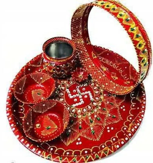 Buy RJ Rojeno Pooja Thali for Diwali/Karwa chauth thali Set/Stainless ...