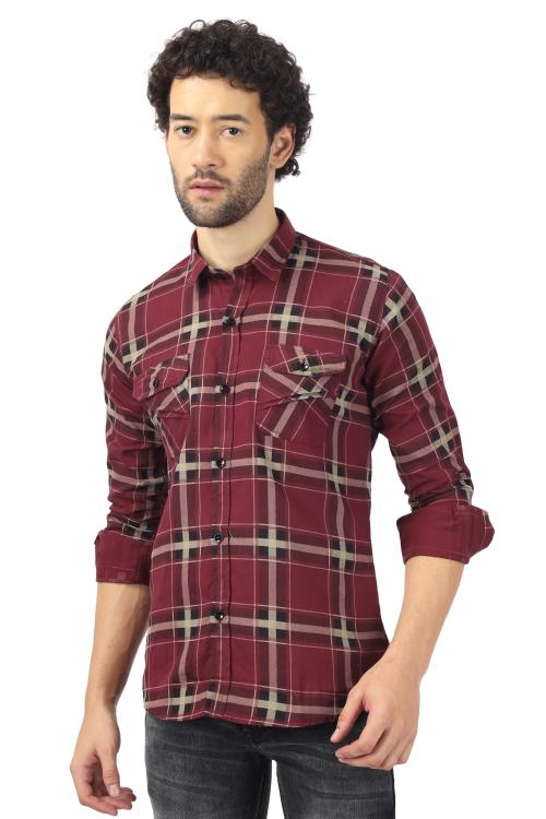 Buy tdi Men's Solid Slim Fit Cargo Casual Shirt with Spread Collar ...