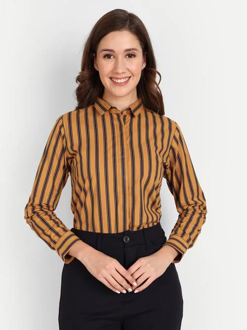 Buy Women Cotton Striped Mustard Shirt Online at Best Prices in India - JioMart.