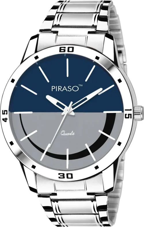 Buy PIRASO Analog Blue Dial Silver Strap Watch for Men Online at Best ...