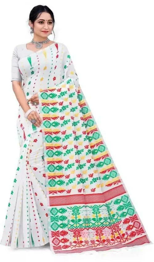 Buy BROYAAR SHOP Womens White Checkered Sarees Online at Best Prices in ...