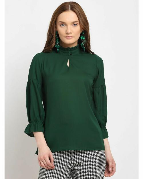 Buy La Zoire Tiered Sleeves Band Collar Top Online at Best Prices in ...