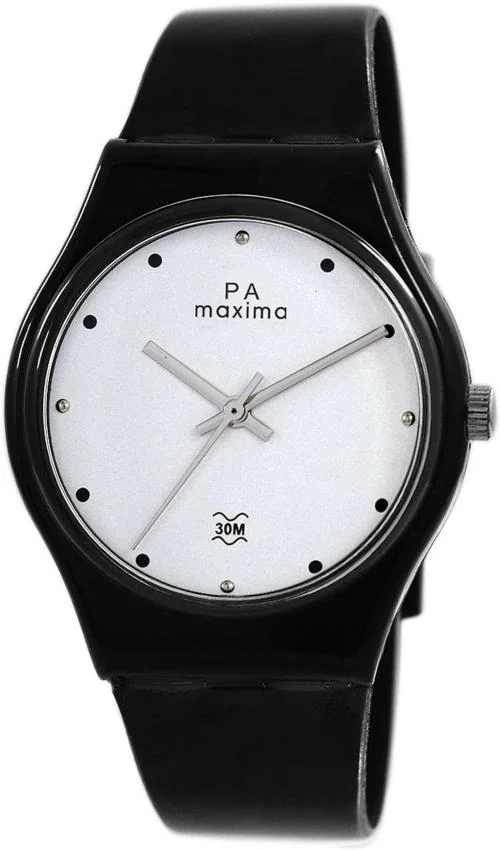 Buy Maxima Analog White Dial Black Strap Watch For Men (02133PPGW ...