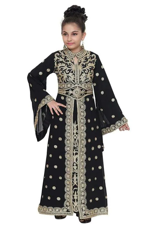 Buy Maxim Creation Girls Black and Gold Designer Polyester Takchita ...