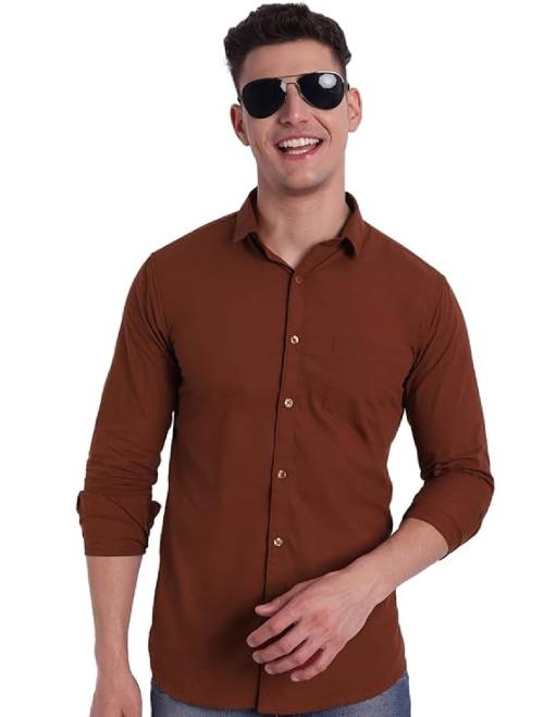 Buy Squeezershirts Men's Cotton Shirt | Casual | Plain | Full Sleeve ...