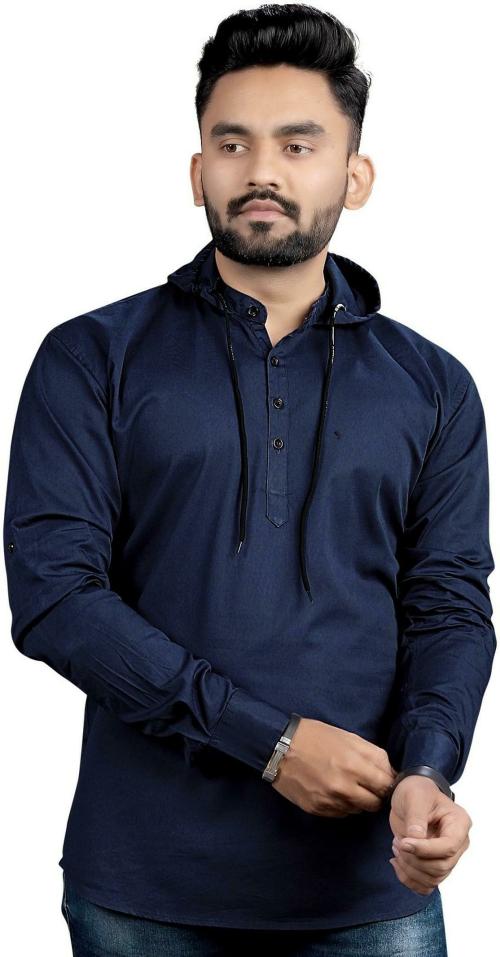 Buy SOPANI Men Washed Straight Kurta (Dark Blue) Online at Best Prices in India - JioMart.