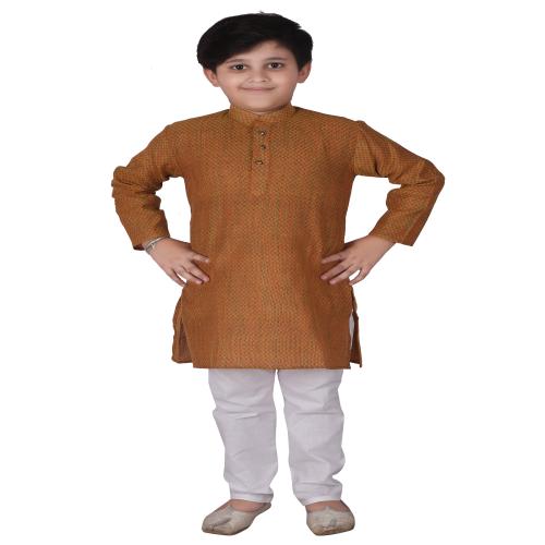 Buy Pro-Ethic Style Developer Self Deisgn Brown Cotton Kurta Pyjama Set ...