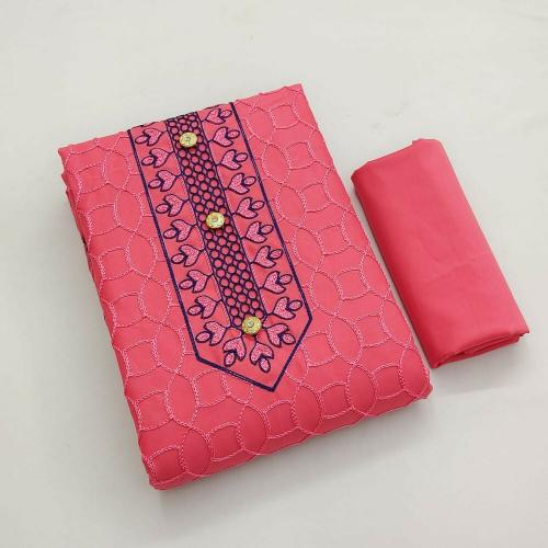 Buy GURHAL Embroidered Cotton Unstitched Dress Material Pink Online at ...