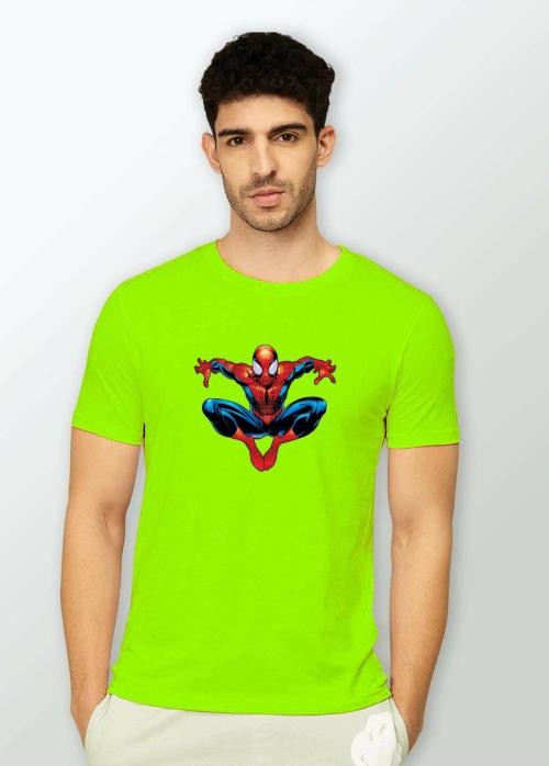 Buy Estaban Men Light Green Spi Der Man Printed Cotton Blend T-Shirt ...