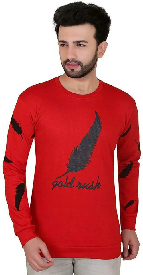 Buy RDS GARMENT HUB Men Red Pure Cotton Printed Tshirt (XL) Online at ...