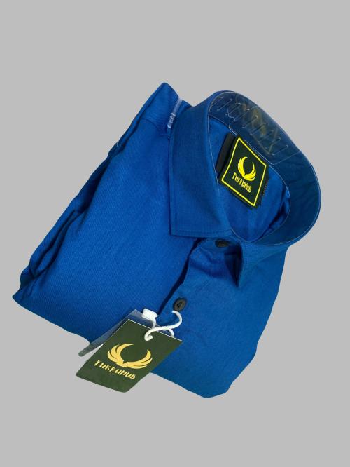 Buy TMF THE MEERU FASHION Men Solid Casual Blue Shirt Online at Best ...