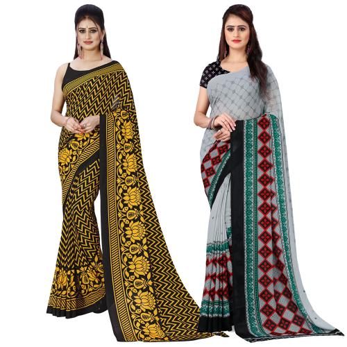Buy Anand Women Multicolor9 Self Design Pattern Georgette Pack of 2 ...