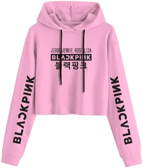 Buy FUNKY MONKEY Blackpink Crop Hoodie Lisa Jennie Jisoo Rosé Kpop Long Sleeve Printing Hooded ...