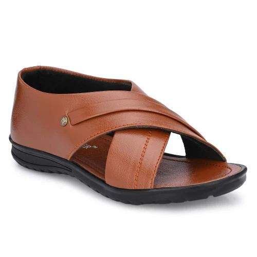 Buy WoYaK Tan Cross Synthetic Roman Sandal For Men Online at Best ...