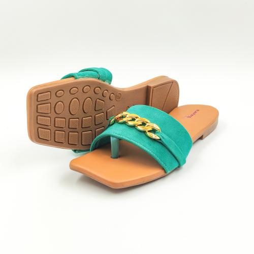 Buy Sayera Women Green Velvet Slide Sandal For Girls & Women | Stylish ...