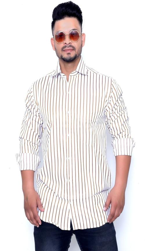 Buy AISH N RIDH Men Striped Casual White Shirt () Online at Best Prices ...