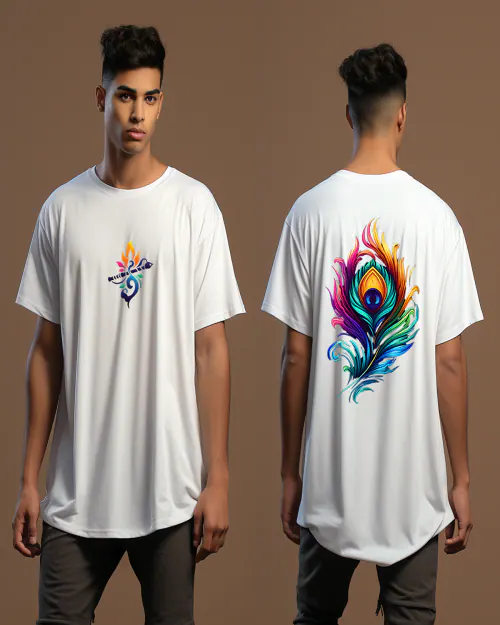 Buy Prabhubhakti Ovresized Lord Krishna Morpankh Back Printed Round ...