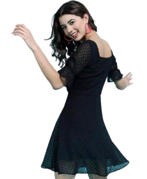 Buy Axelus Women Black Half Sleeves Boat Neck Stylish Dress Online at ...