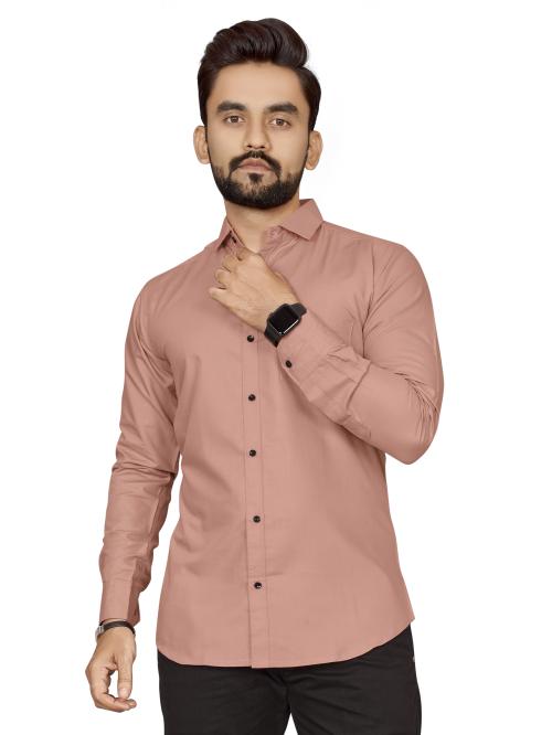 Buy NIVICK Men Slim Fit Solid Spread Collar Casual Shirt---Dusty Peach ...