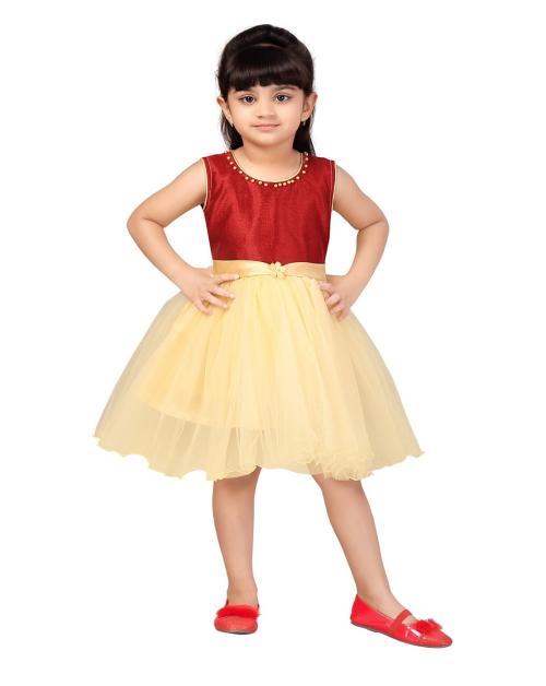 Buy Aarika Girls Maroon Color Solid Net Frock Online at Best Prices in ...