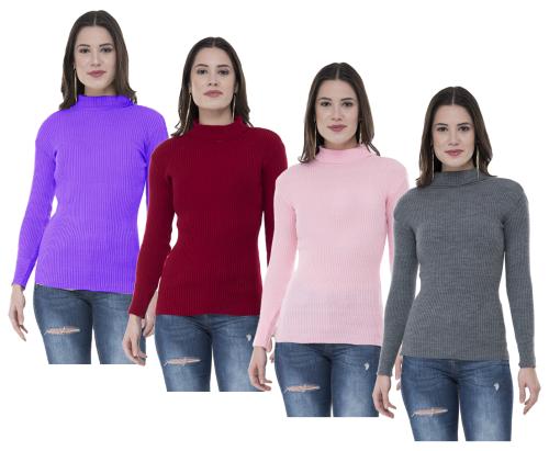 Buy IndiWeaves Women Woollen Warm Full Sleeves High Neck Skivvy (Pack ...