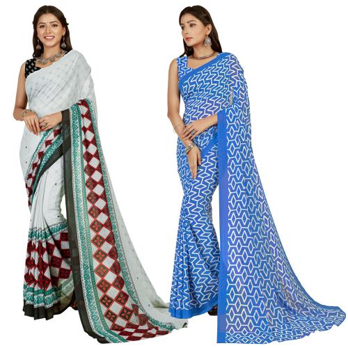 Buy Anand Women Multicolor Self Design Pattern Georgette Pack of 2 ...