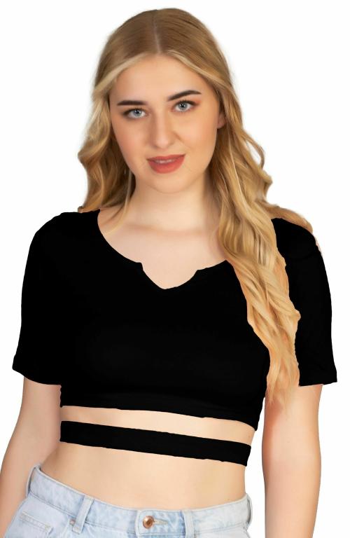 Buy AD2CART VA4437 WomenV Notch Neck Half Sleeve Stylish Crop Top for ...