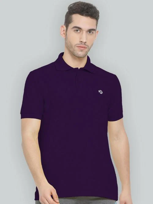 Buy Lux Nitro Cotton Blend Purple Polo T-shirt For Men Online at Best ...